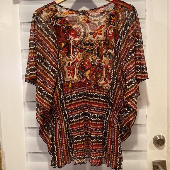 Ashley Stewart | Tops | Ashley Stewart Plus Sized Boho Sheer Flowy Top ...